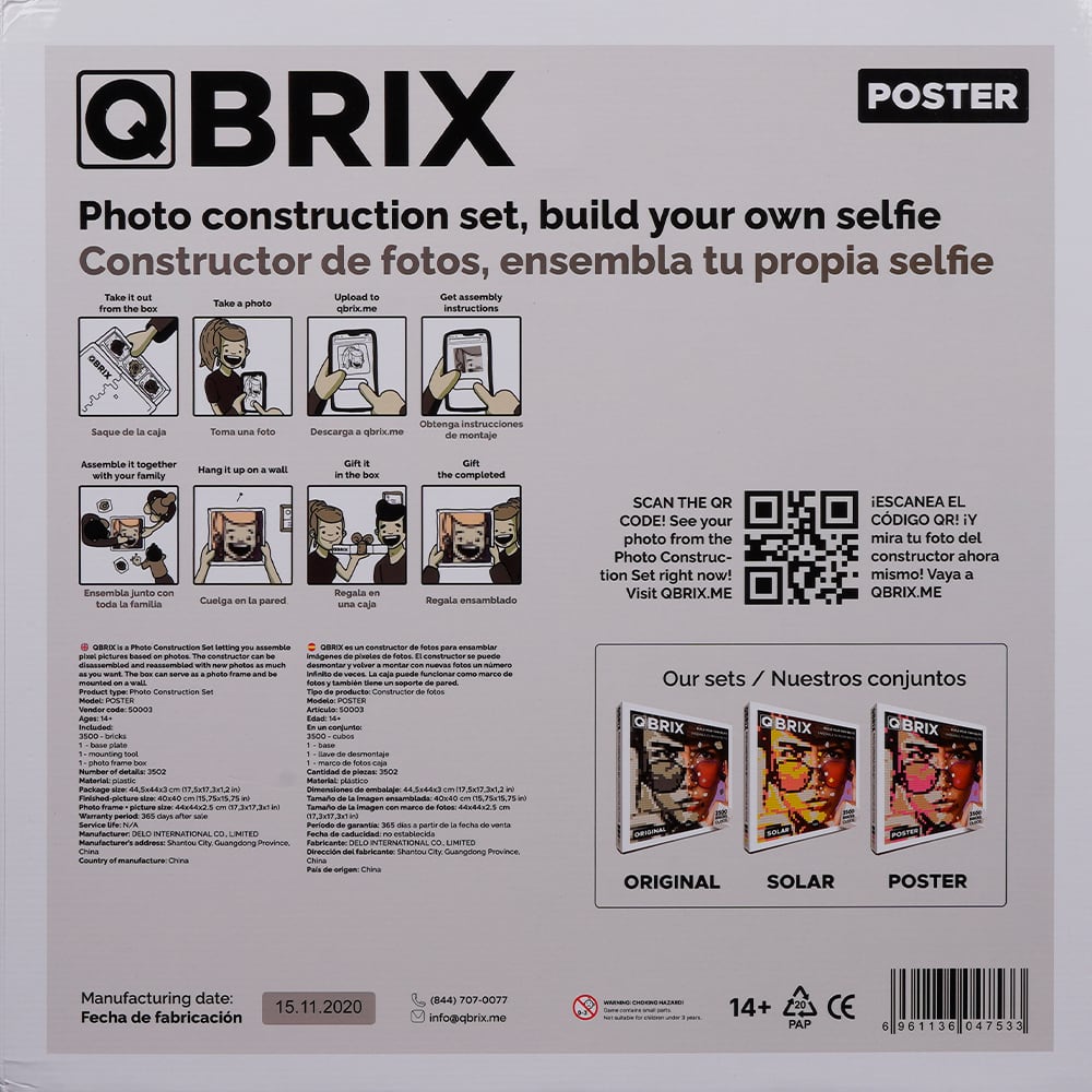 Qbrix Poster Photo Construction Set (40x40 cm)– mozabrick.co.uk
